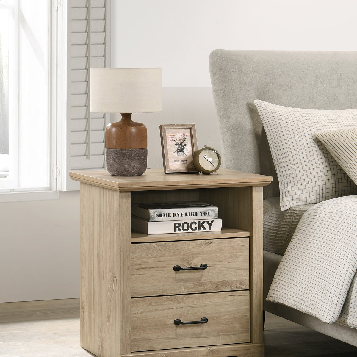 Winston Porter Elara 22"W 2-Drawer Nightstand Bedside Table With USB Charging Ports | Wayfair